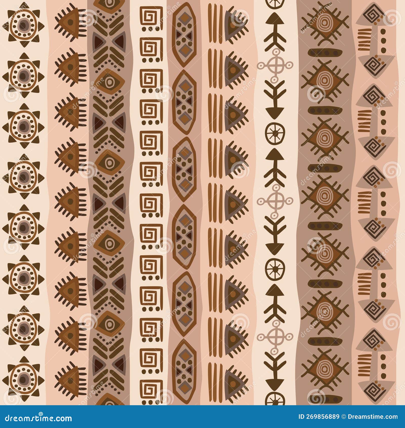 African Seamless Pattern with Ethnic Symbols Stock Vector ...