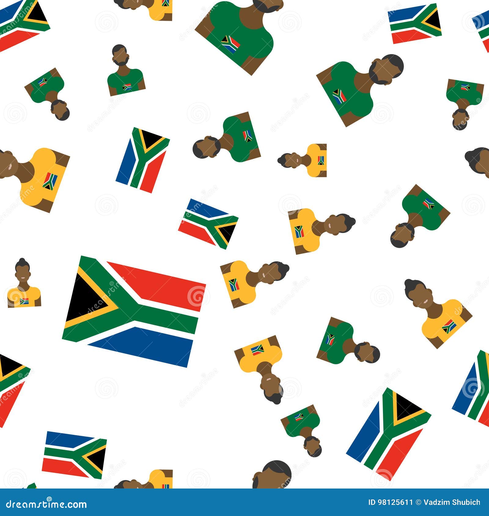 African Seamless Pattern with Flag and People. Flat Illustration EPS 10 ...
