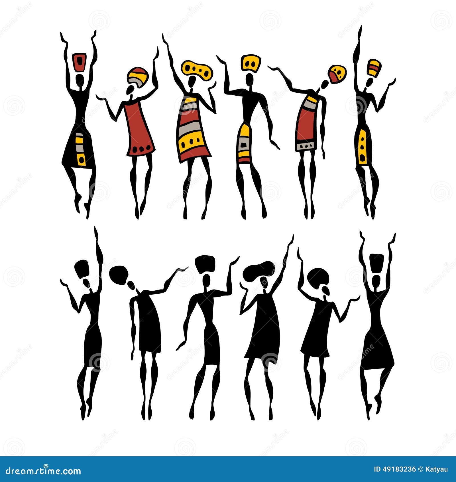 African silhouette set stock vector. Illustration of female - 49183236