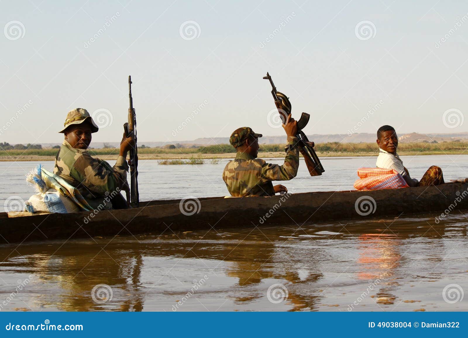 African Soldier during Operation Stock Photo - Image of forces, canoe ...