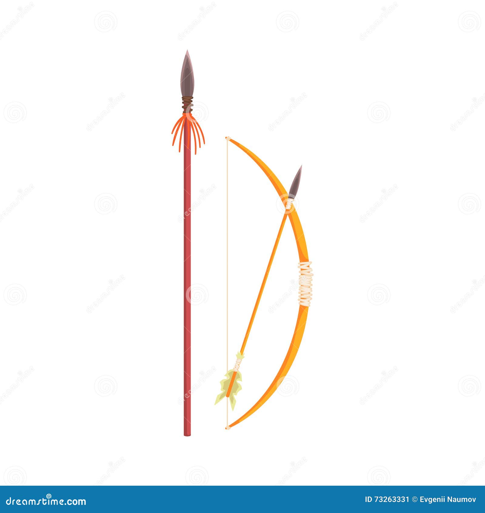 African Spear, Bow and Arrow Realistic Simplified Drawing Stock Vector ...