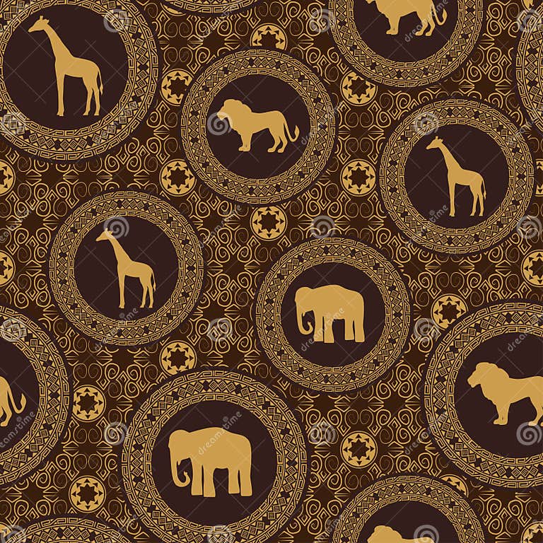 African Stile Seamless Pattern Stock Vector - Illustration of elephant ...