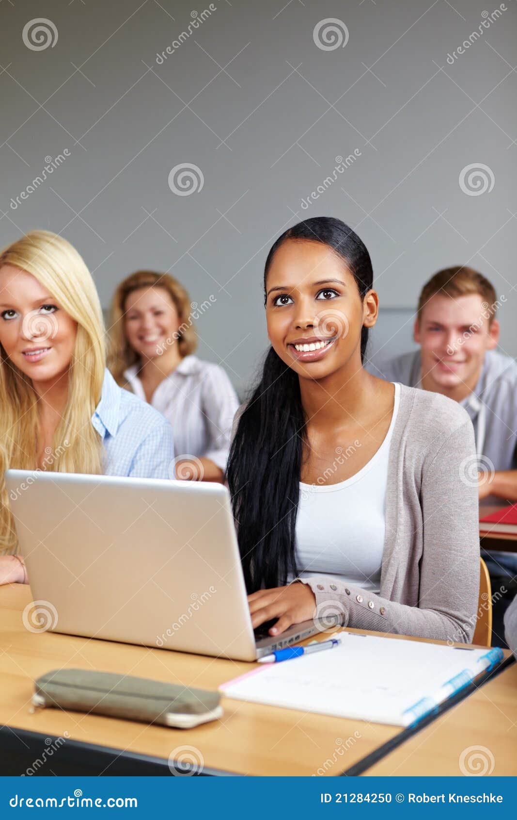 African Student with Computer Stock Photo - Image of school, exam: 21284250
