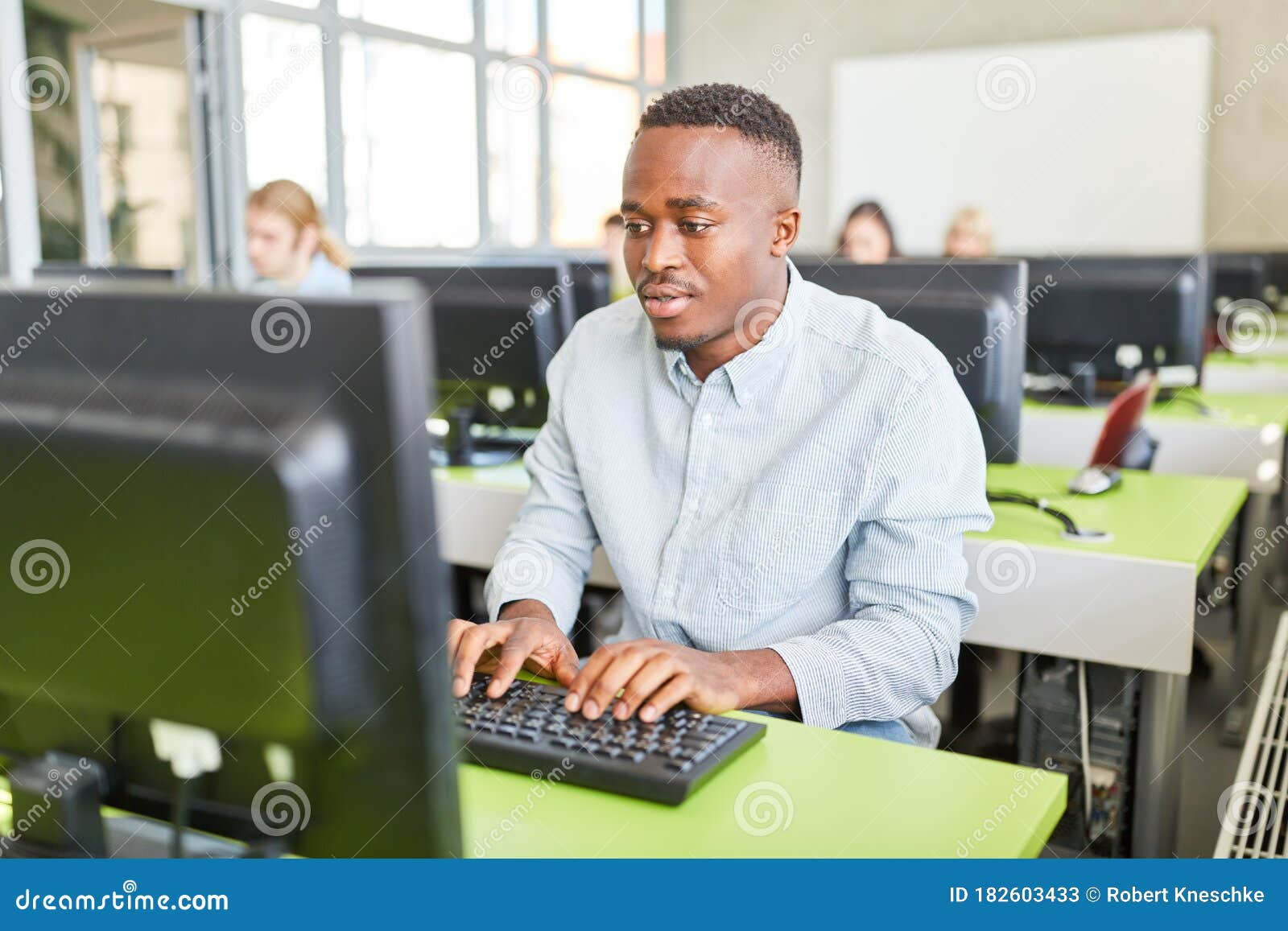 African Student in Computer Course Stock Image - Image of foreigners ...