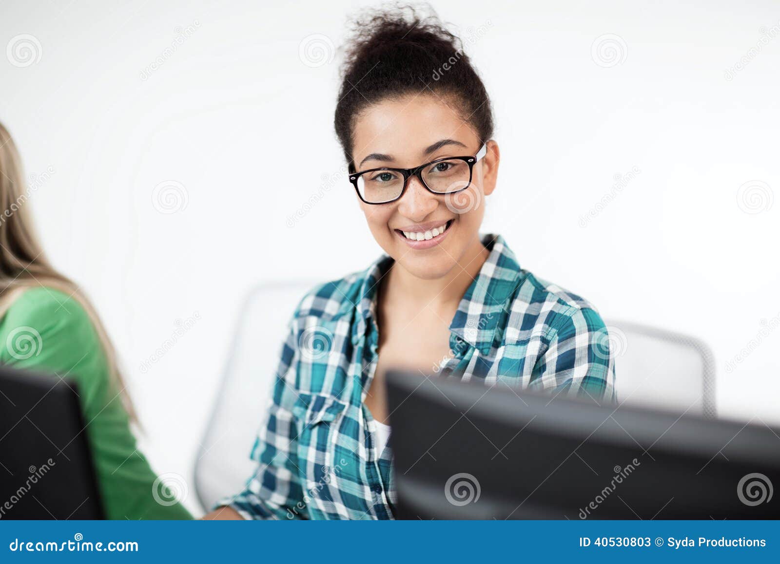 African Student with Computer Studying at School Stock Image - Image of ...