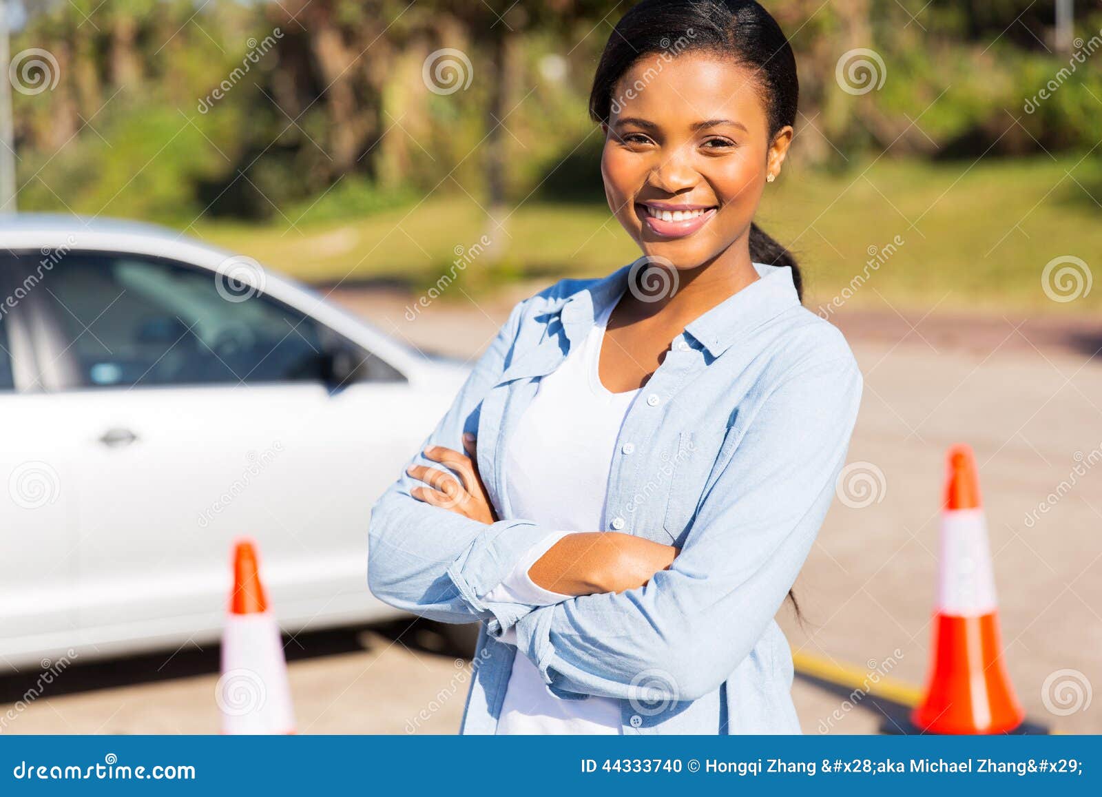 African Student Driver in Testing Ground Stock Photo - Image of female ...