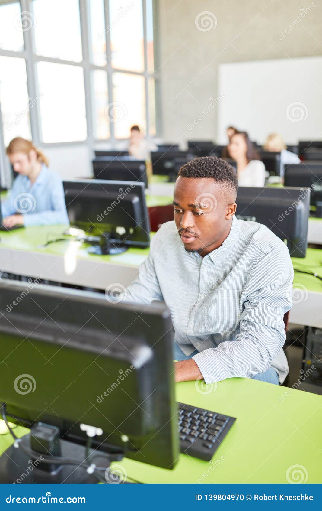 African Student in E-learning Course Stock Photo - Image of classroom ...