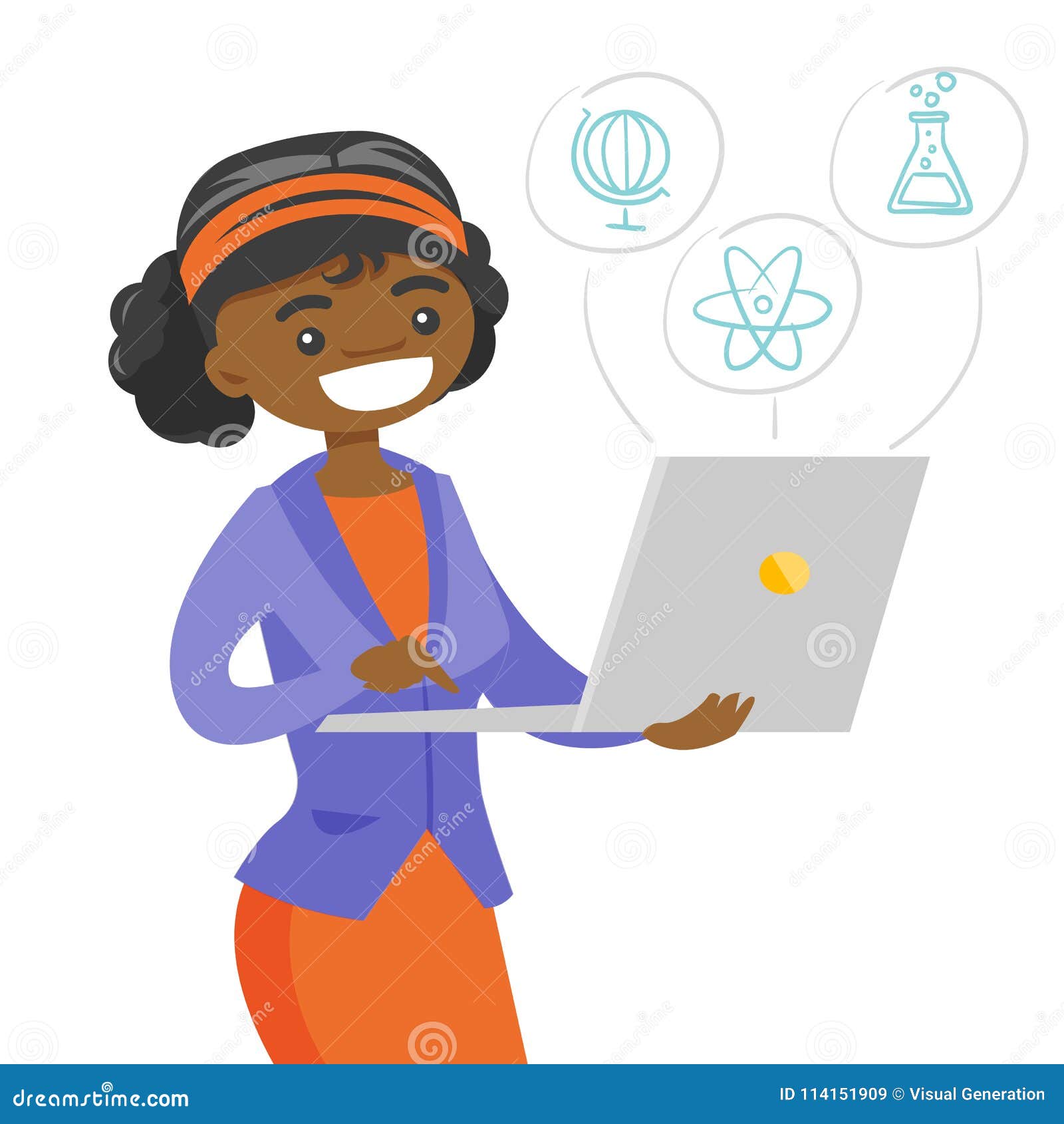 African Student Working on a Laptop Computer. Stock Vector ...