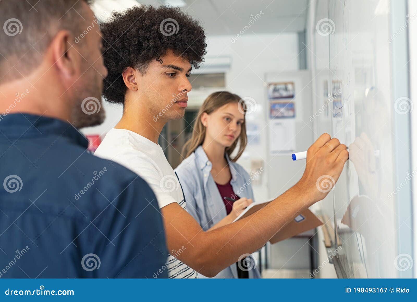 African Student Writing Equation on White Board Stock Image - Image of ...