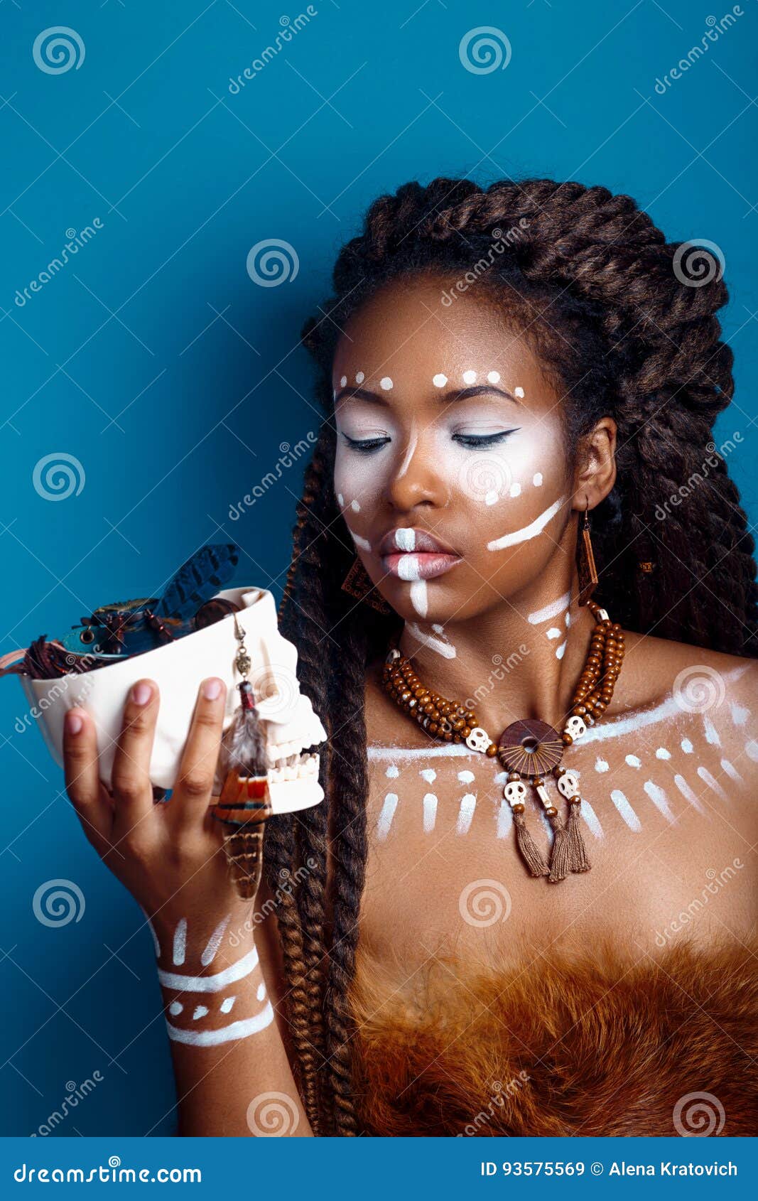 African Style Attractive Young Woman In Ethnic Jewelry Close Up