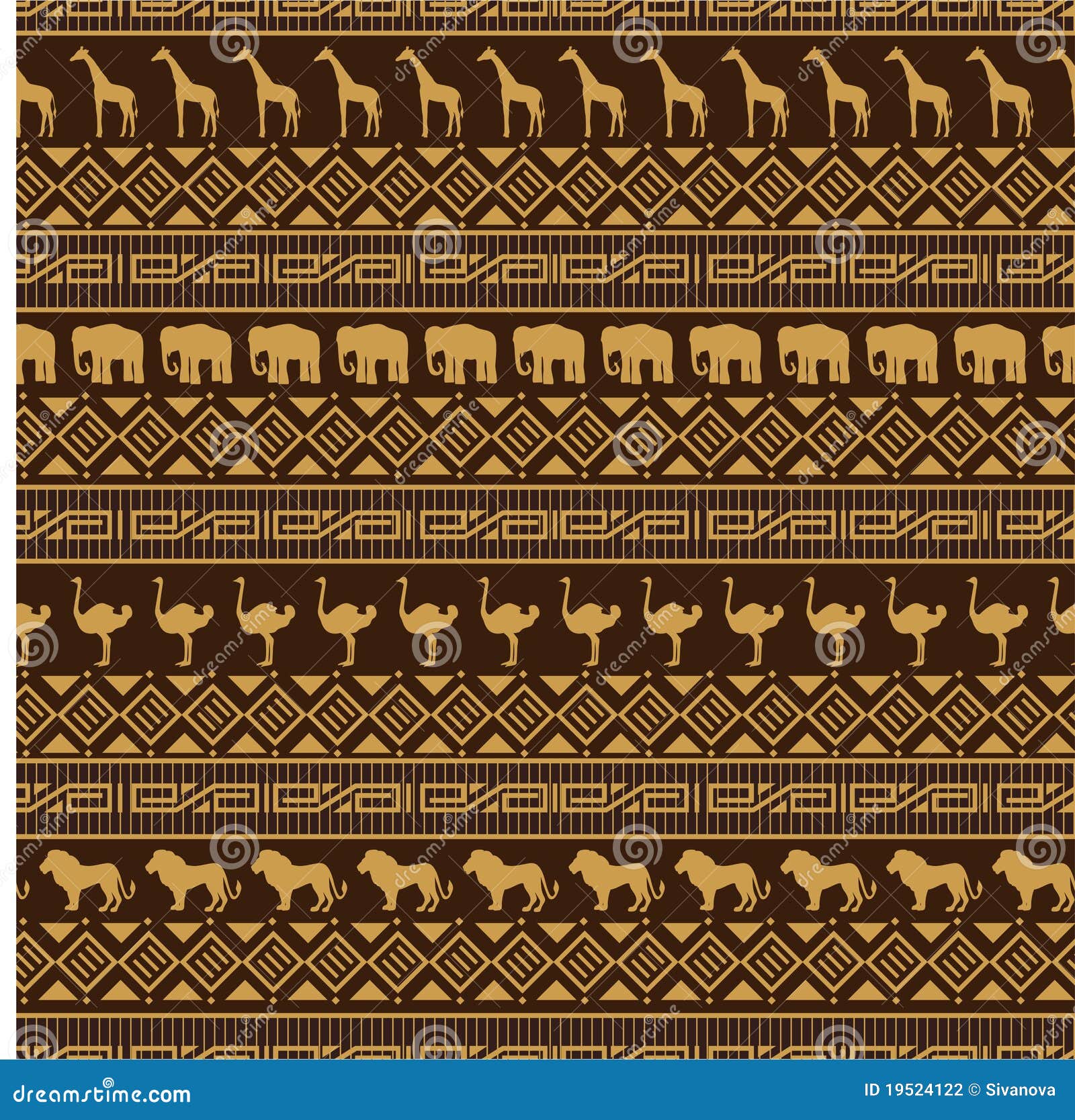African Style Seamless Pattern with Wild Animals. Stock Vector ...