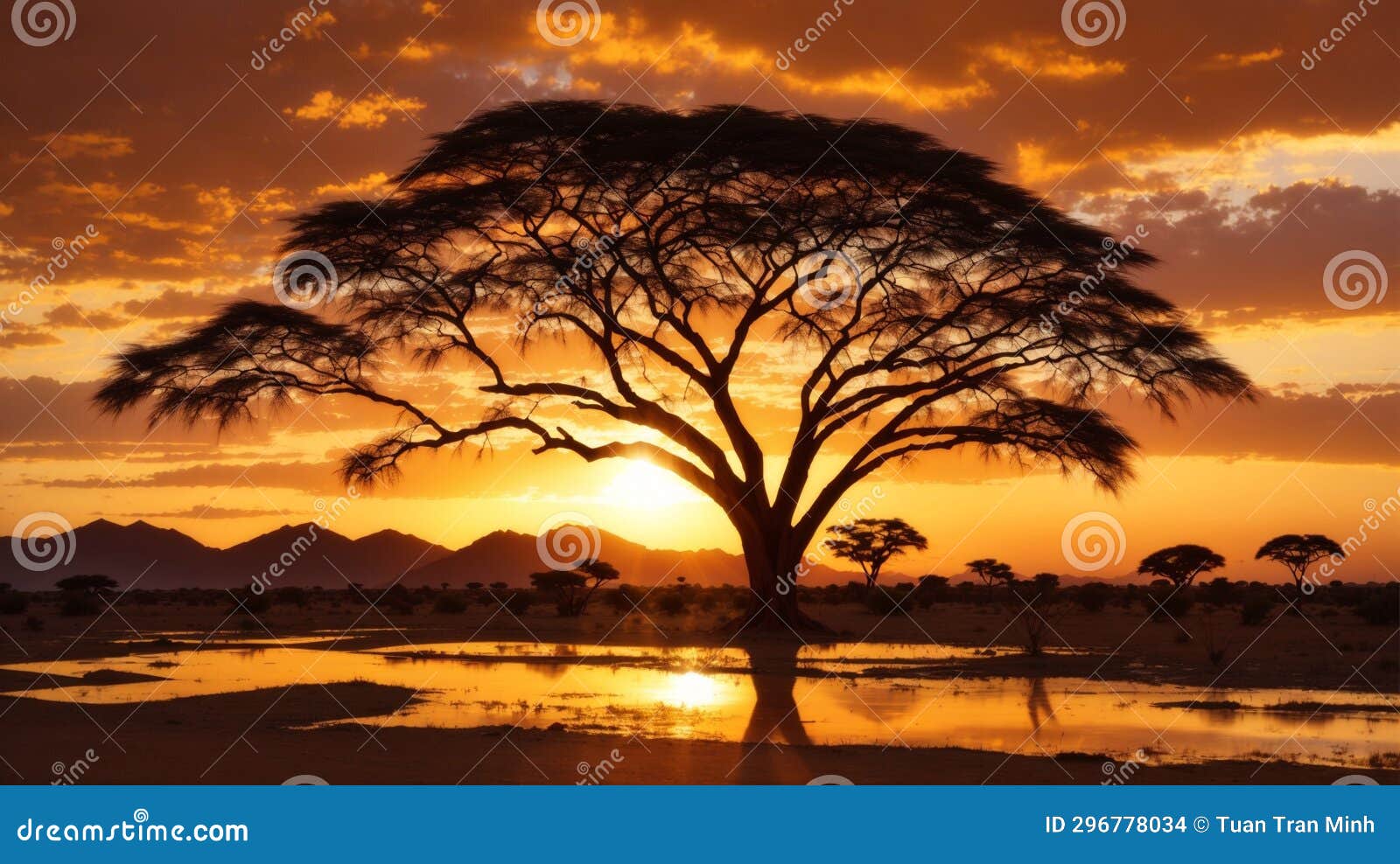 African sunset stock illustration. Illustration of reflection - 296778034