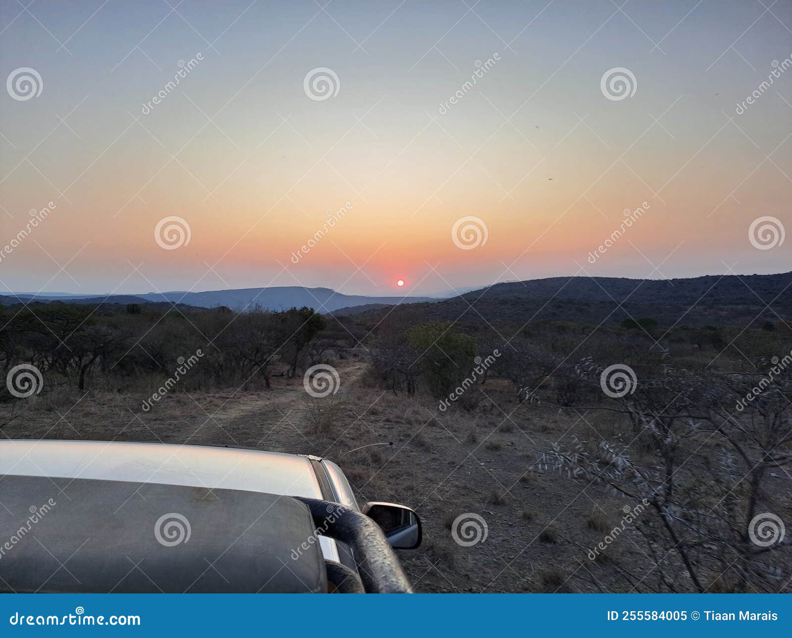 African Sunset Over the Bushveld Mountains Stock Image - Image of ...