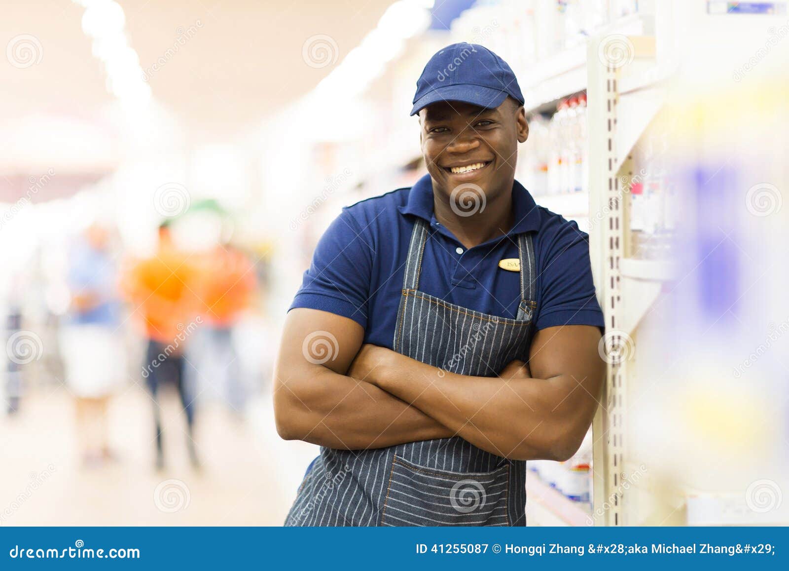 African supermarket worker stock image. Image of looking - 41255087