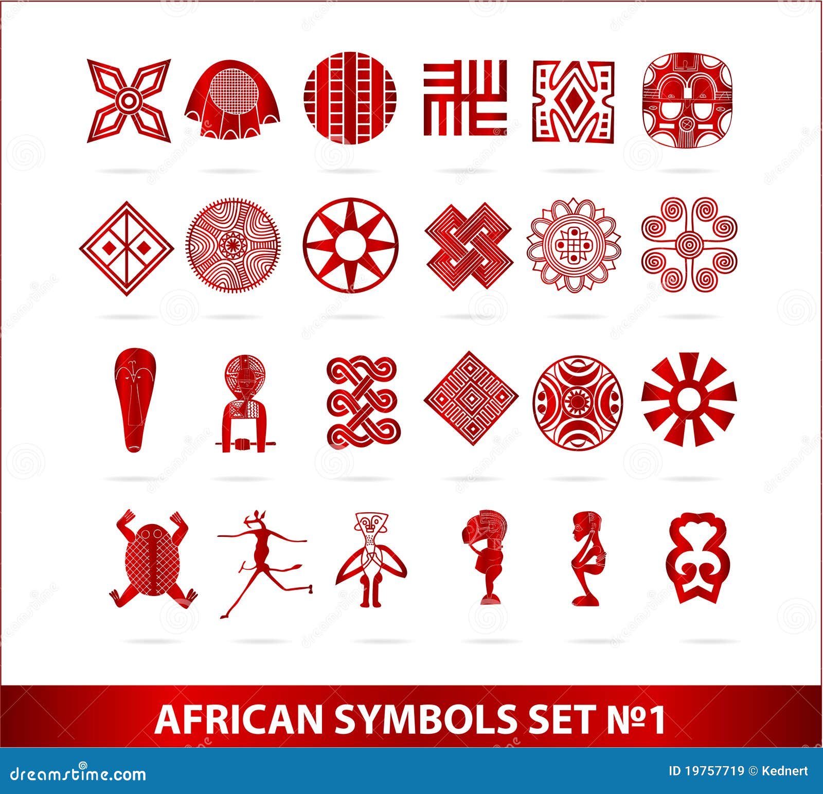 African Symbols Set Red Color Isolated Royalty Free Stock Images ...