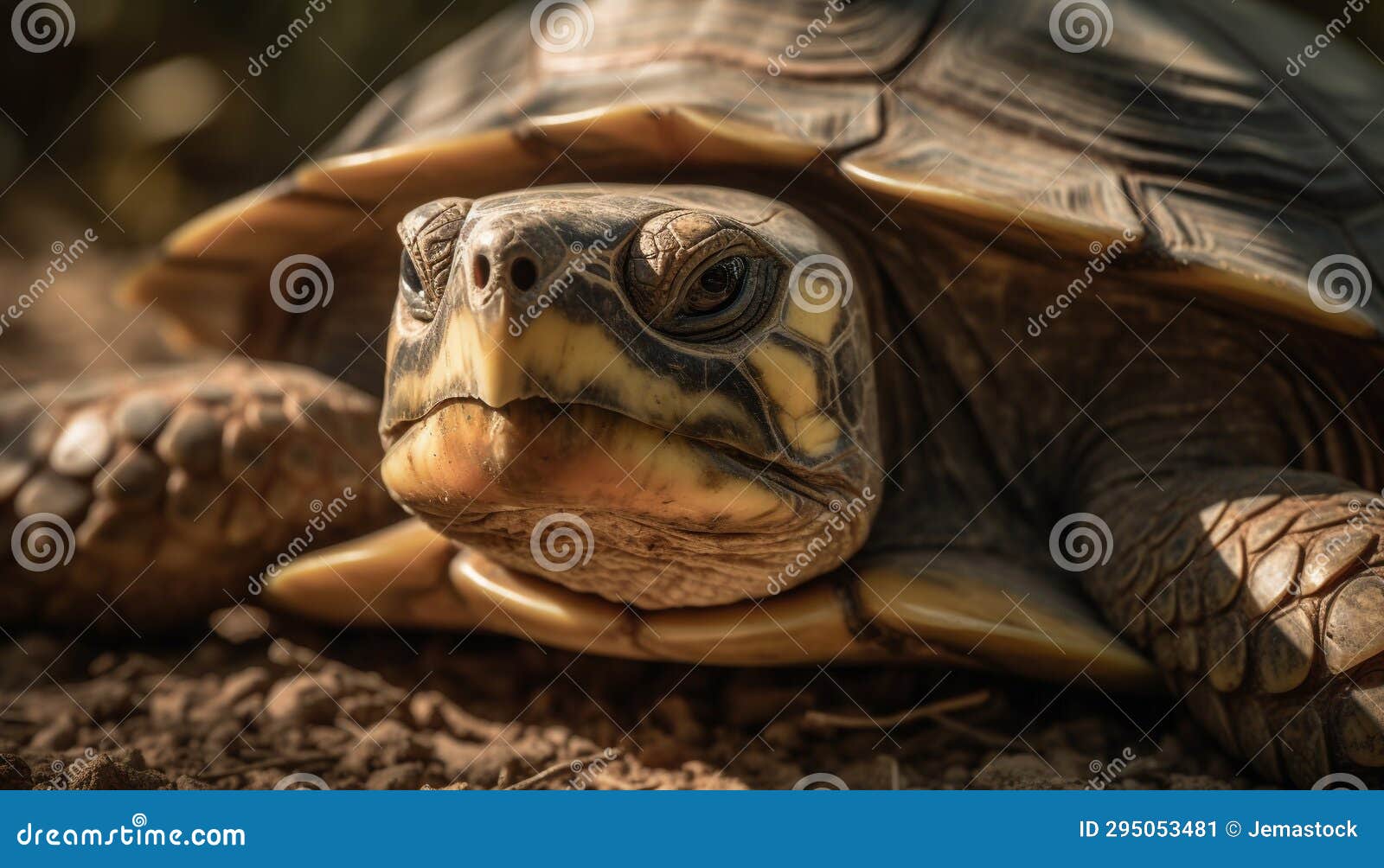 African Tortoise Crawls Slowly, Its Shell a Portrait of Nature ...