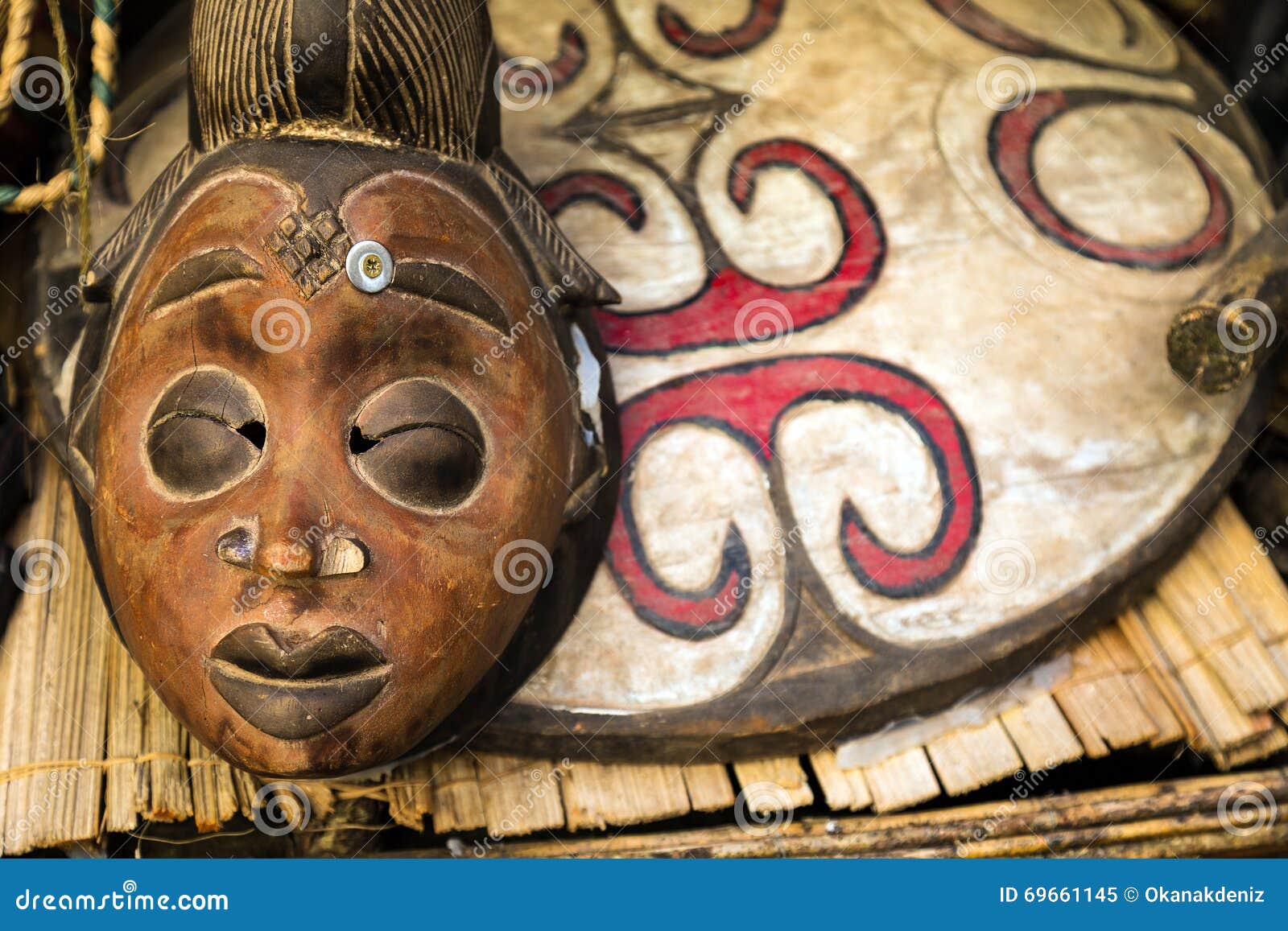 African Totem Mask stock image. Image of carved, religion - 69661145