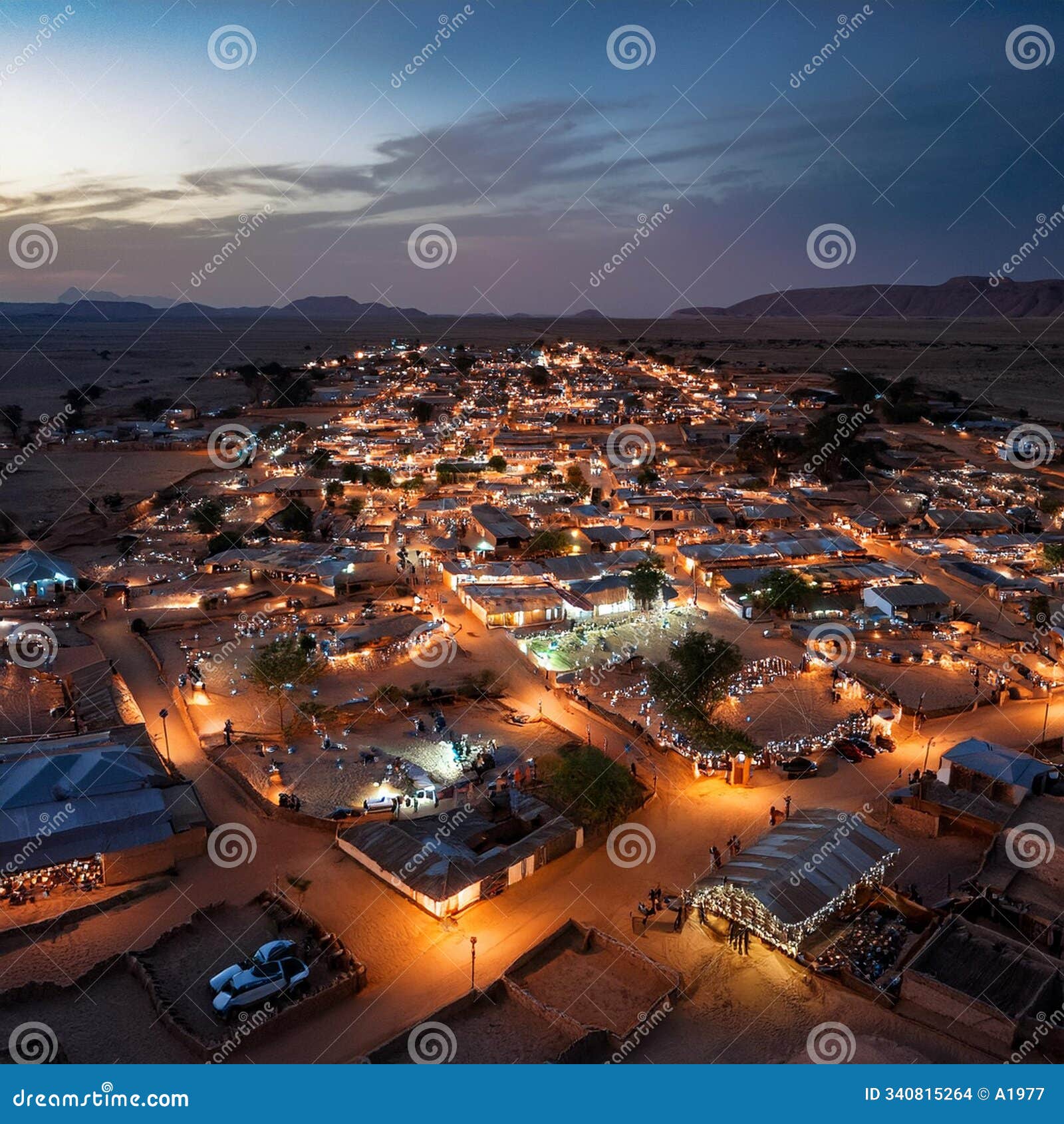 African Town by Night, AI Generated Stock Illustration - Illustration ...