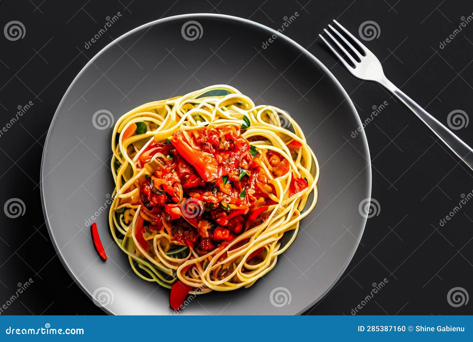 African Traditional Spaghetti Pasta with Spicy Sauce and Vegetable ...