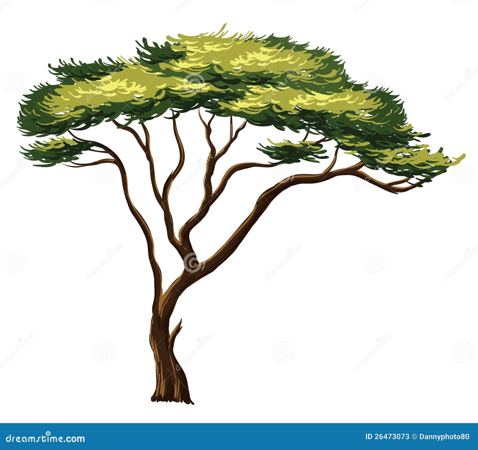 African Tree Icon, Acacia Tree Silhouette. Flat Ixon With Shadow Vector ...