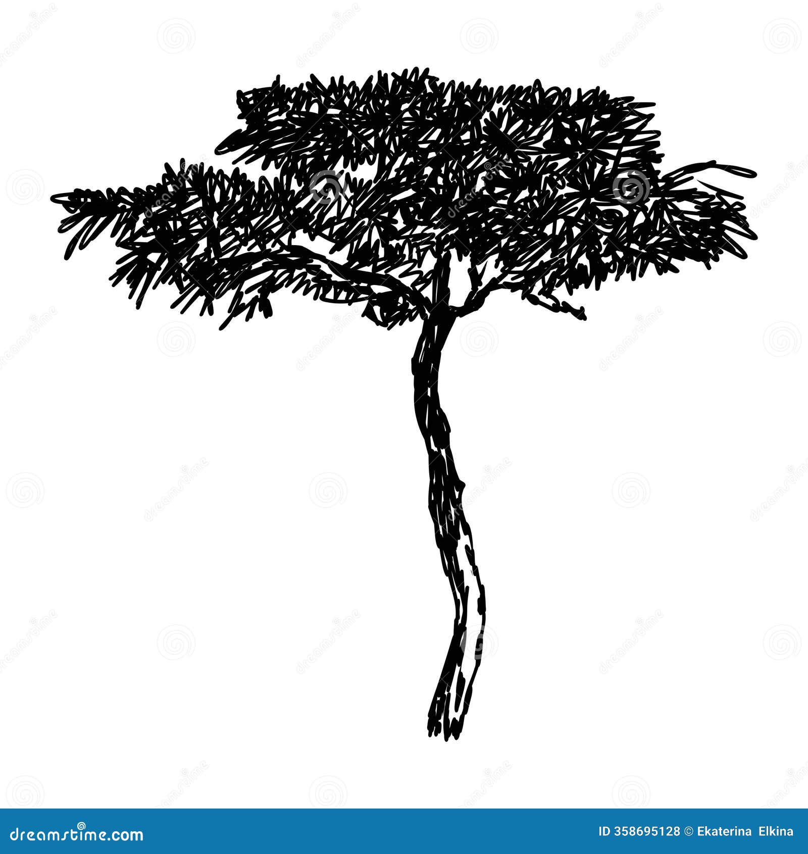 African Tree Isolated Silhouette. Acacia Tree Silhouette Stock Vector ...
