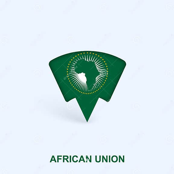 African Union Flag Map Pointer Design with Shadow Stock Illustration ...