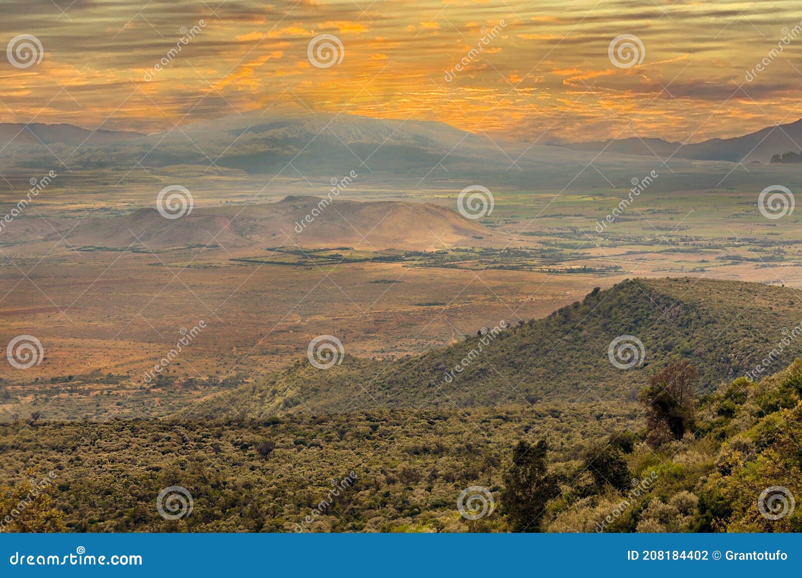 African valley at sunset stock photo. Image of outdoor - 208184402