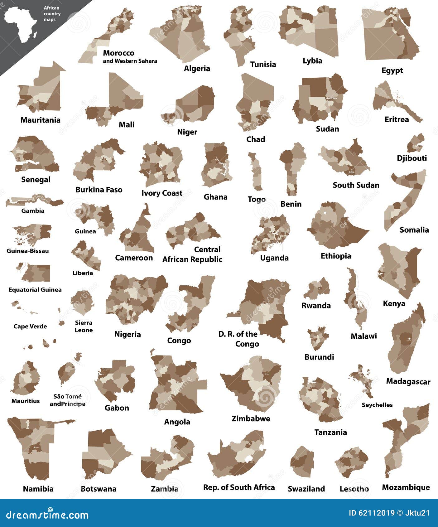 African Vector Isolated Country Maps Stock Vector - Illustration of ...