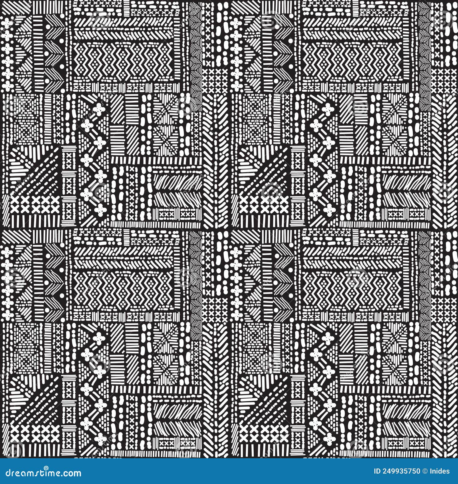 African Vector Seamless Pattern in Ethnic Tribal Style. Dark African ...