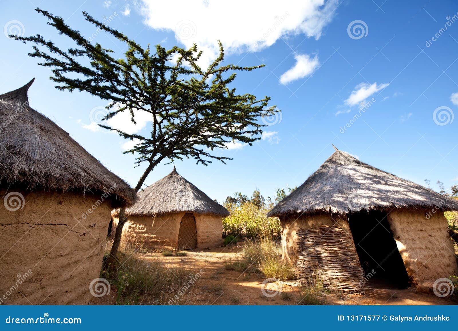 African village stock image. Image of view, huts, environment - 13171577