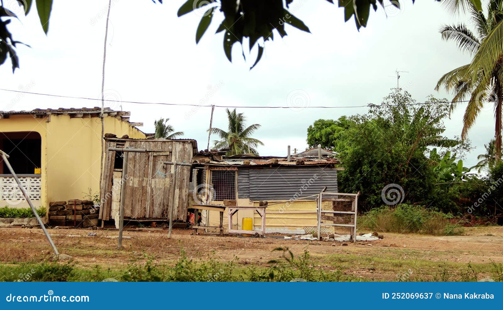 African Village in a Remote Area. African Village Setting. Wooden ...