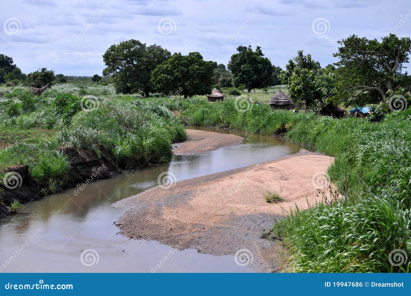 African Village on Riverside Stock Photo - Image of aerial, travel ...