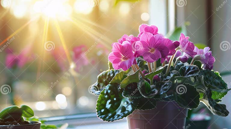 African Violets: Sunlight Vs. Artificial Light Stock Illustration ...