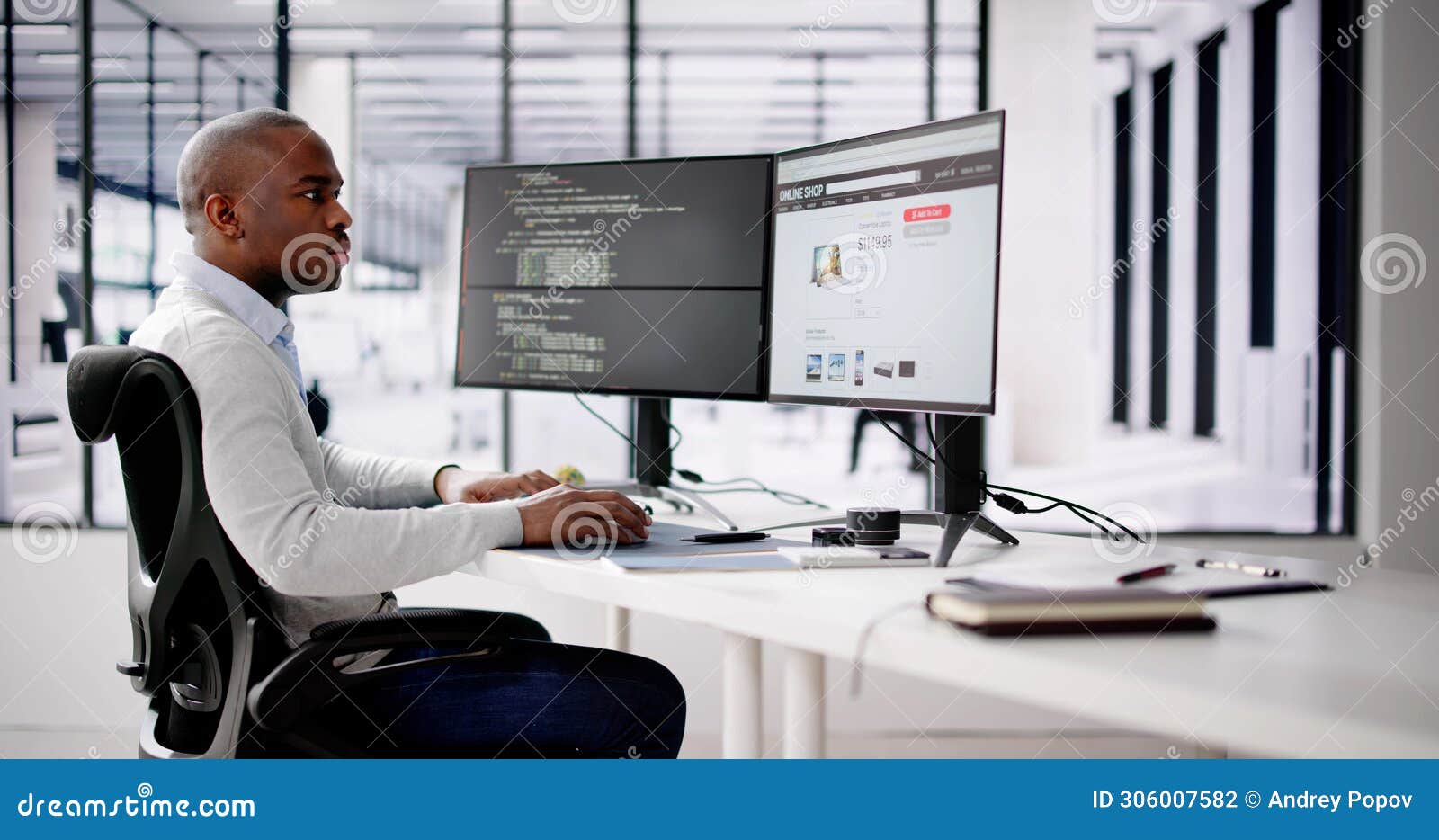 African Web Developer Programming Online Shop Stock Photo - Image of ...
