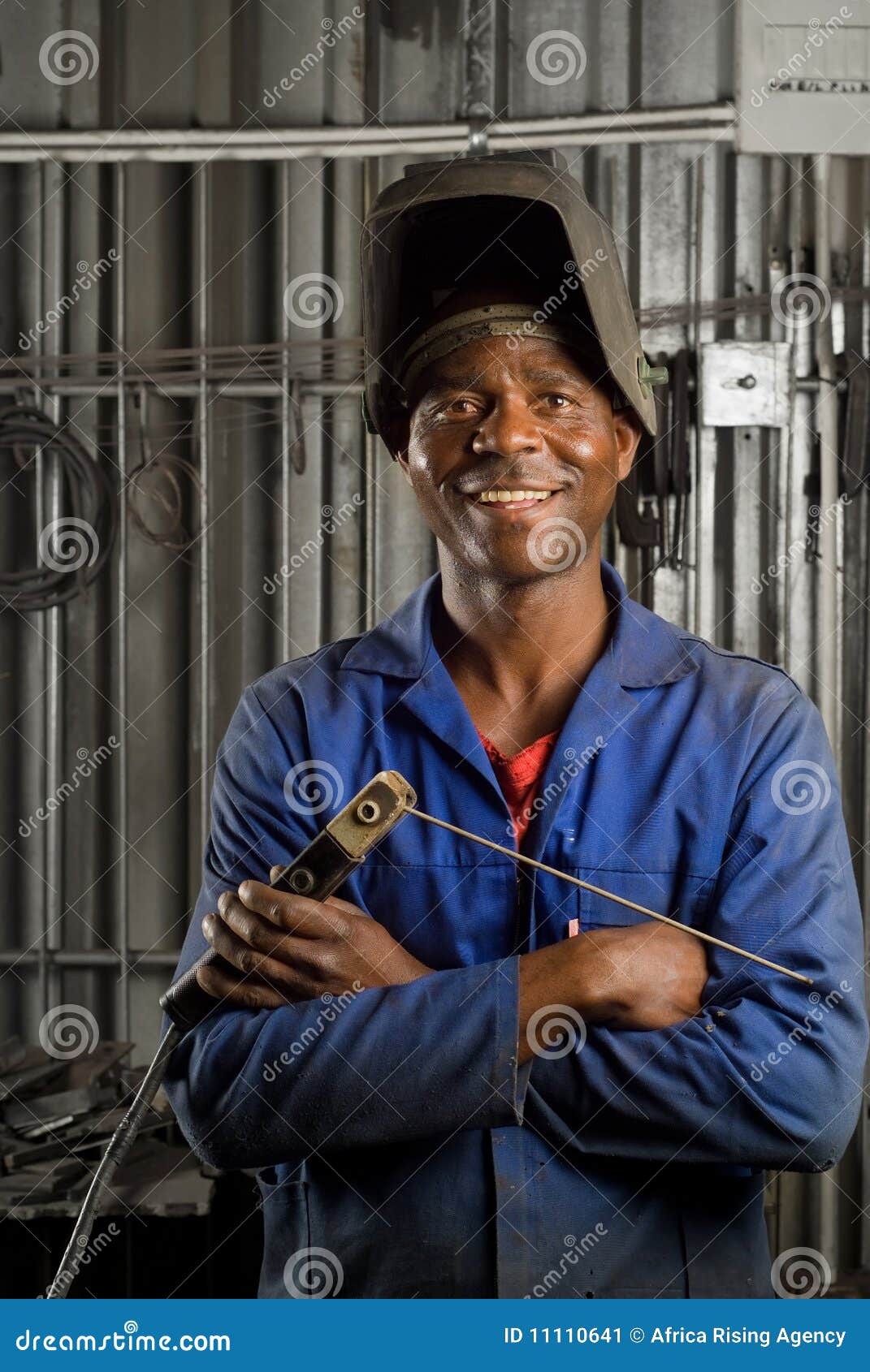 African welder with mask stock image. Image of work, factory - 11110641