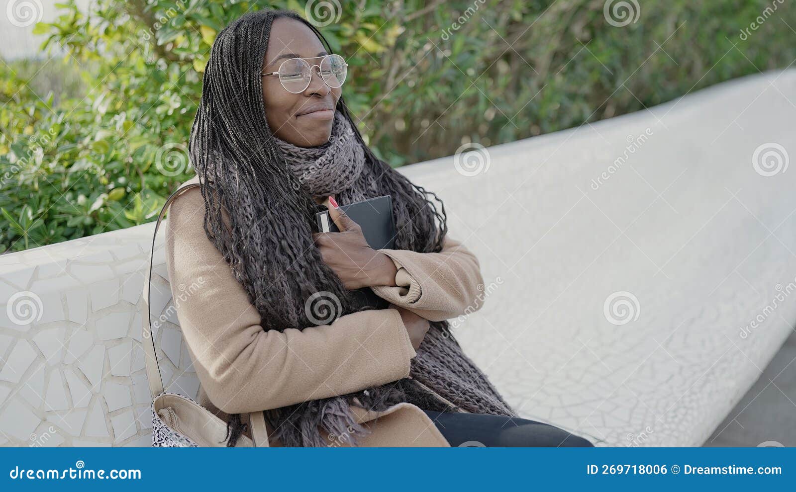 African Woman Hugging a Book at Park Stock Photo - Image of beautiful ...