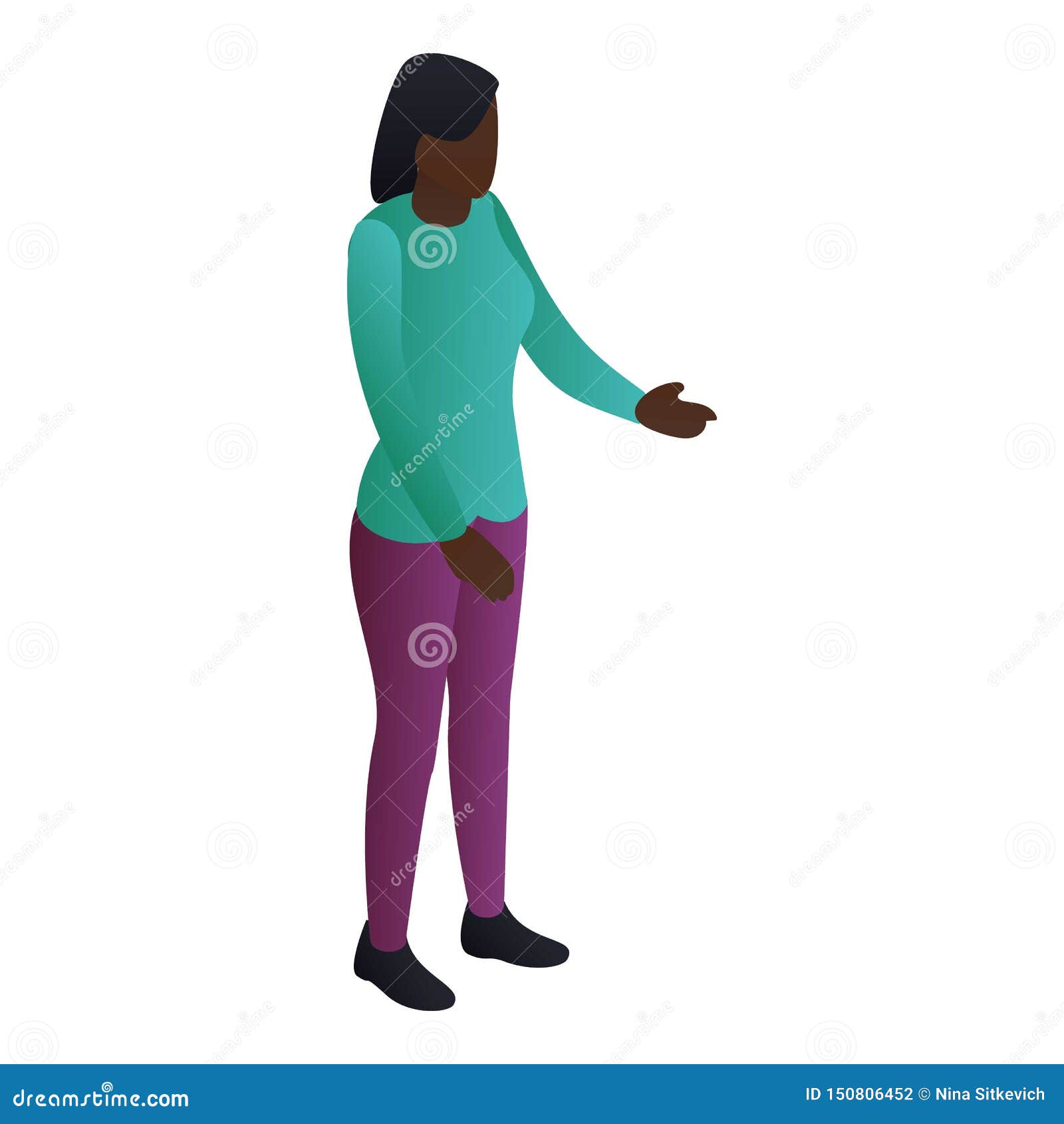 African Woman Icon, Isometric Style Stock Vector - Illustration of ...