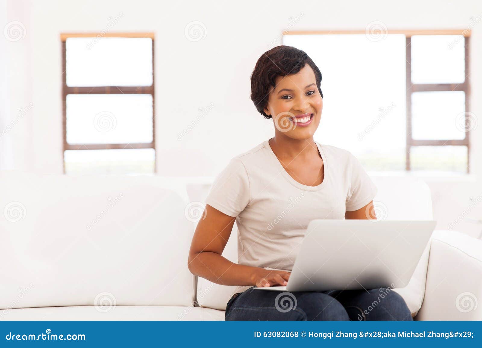 African Woman Laptop Computer Stock Photo - Image of attractive ...