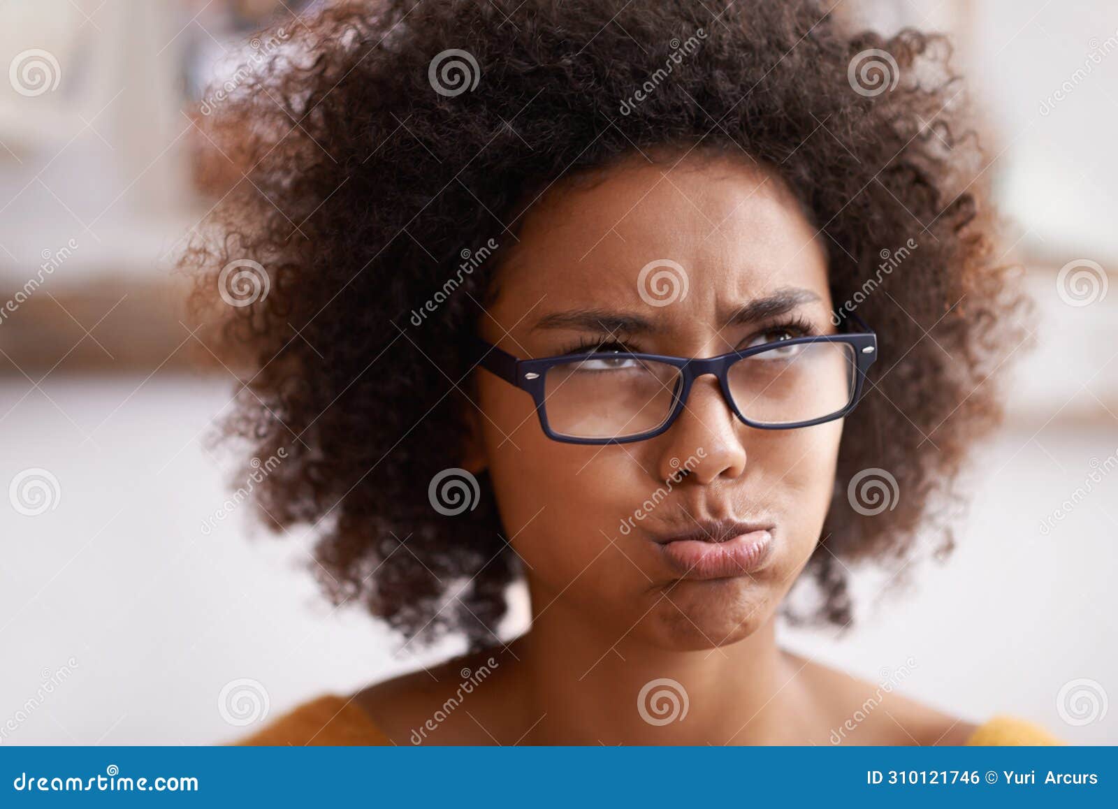 African Woman, Pouting and Thinking Expression on Face, Confused and ...