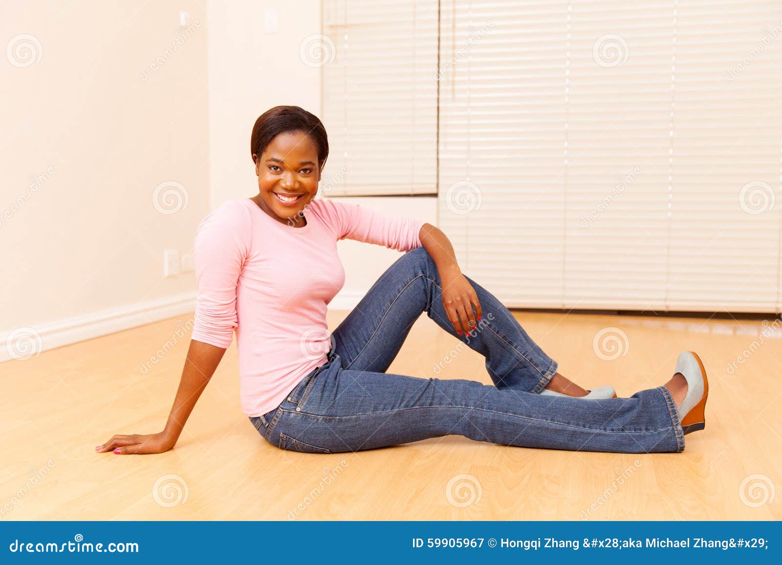 African Woman Sitting Floor Stock Image Image Of Girl Domestic 59905967