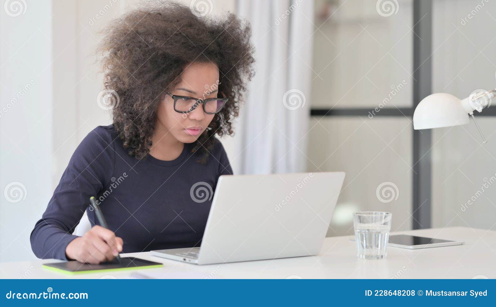 African Woman Unable To Write on Paper at Work Stock Photo - Image of ...