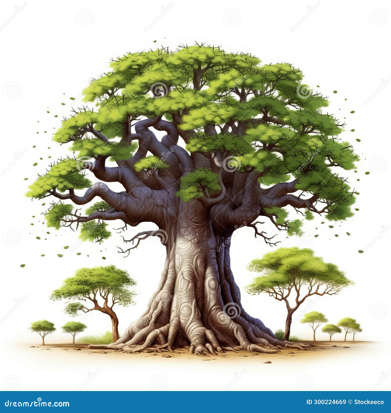 Realistic African Tree Illustration with Fantasy Elements Stock ...