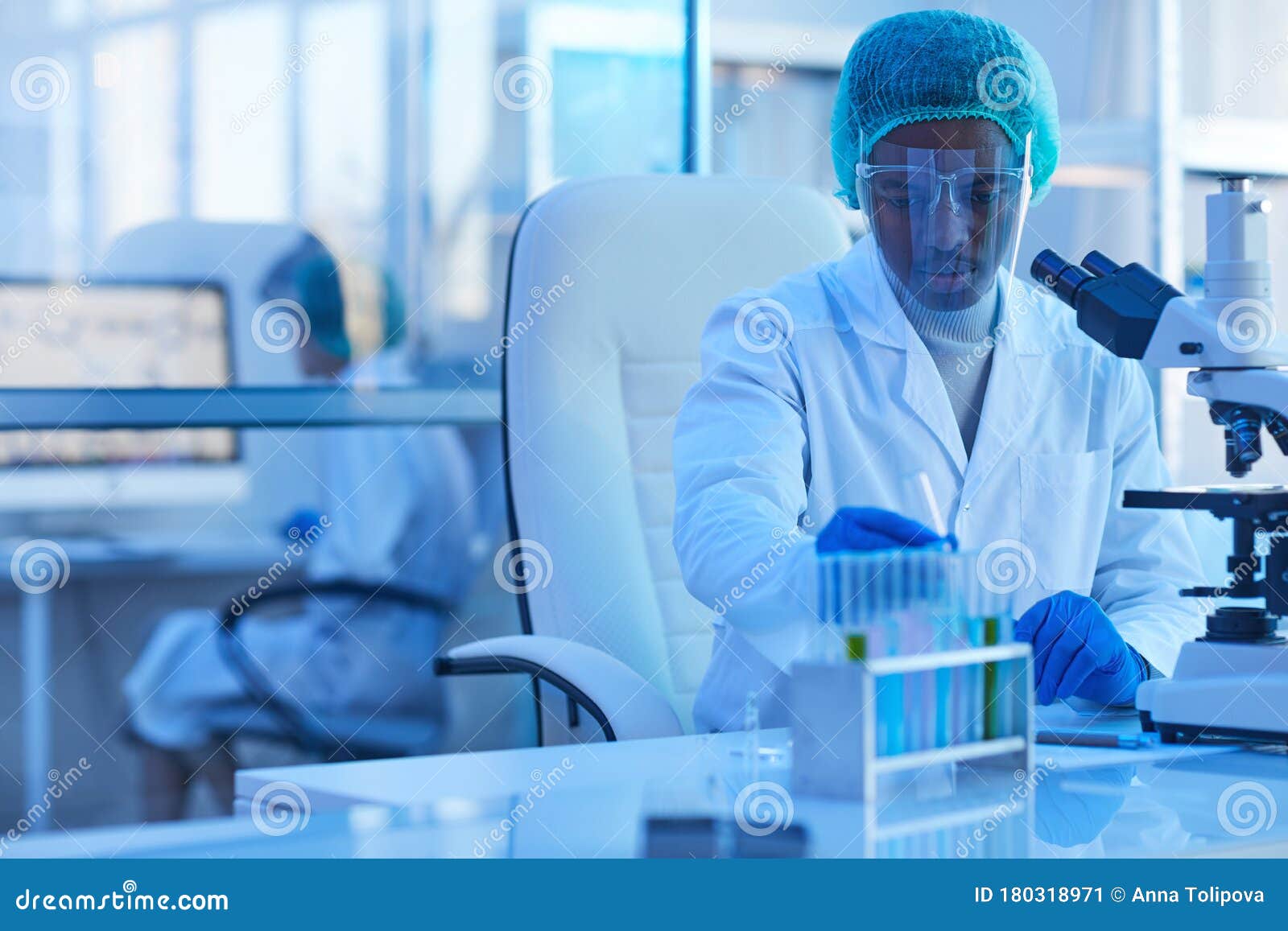 African Doctor Working with Samples Stock Image - Image of chemical ...