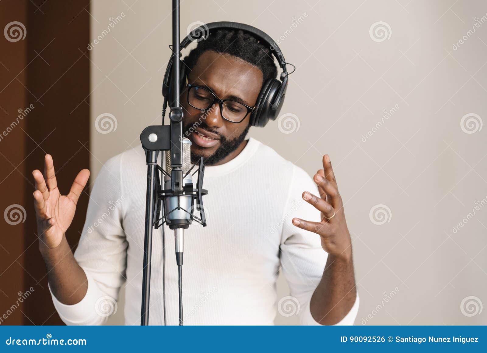 African young man singing. stock photo. Image of retro - 90092526