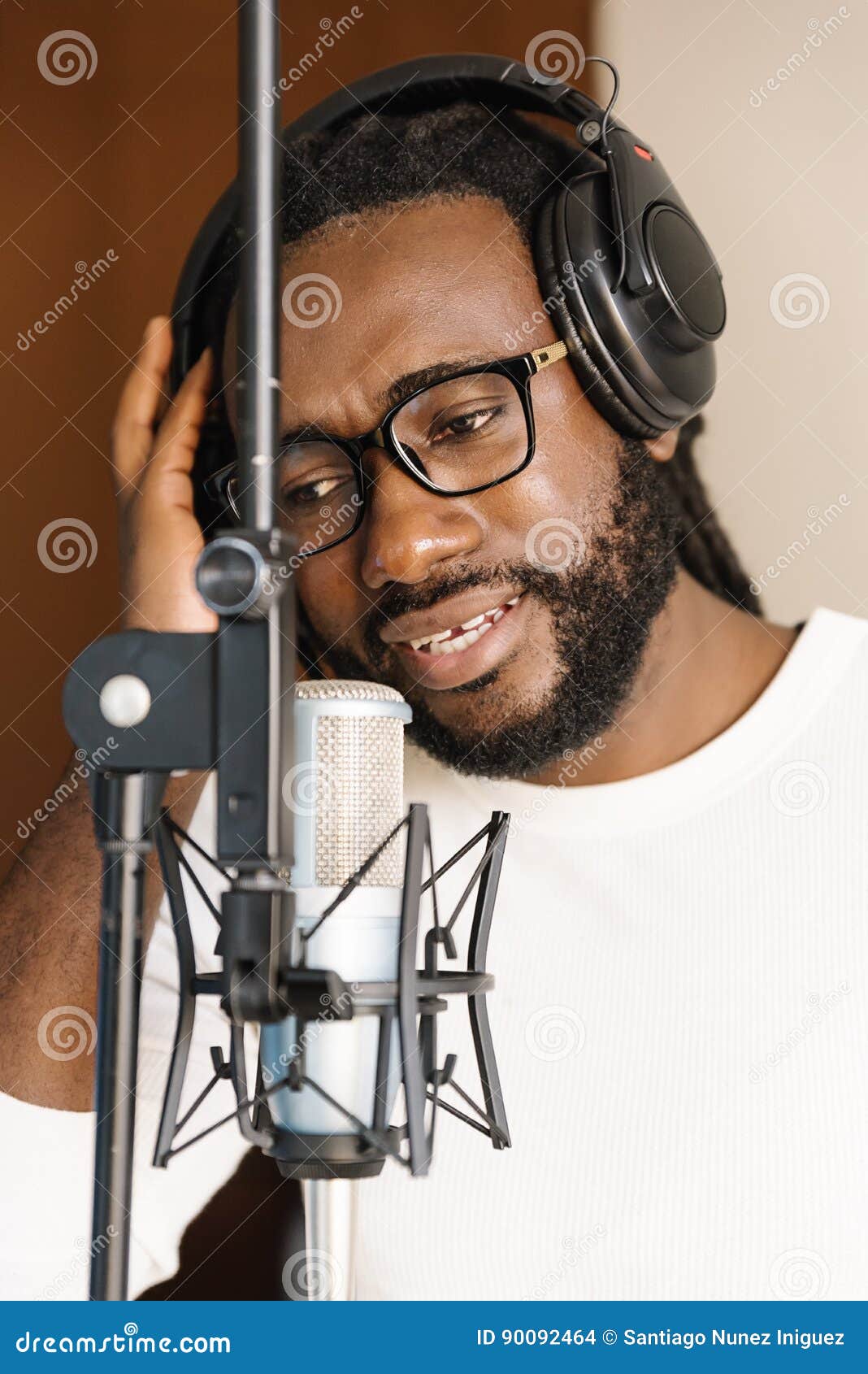 African Young Man Singing on Musical Studio. Stock Photo - Image of ...
