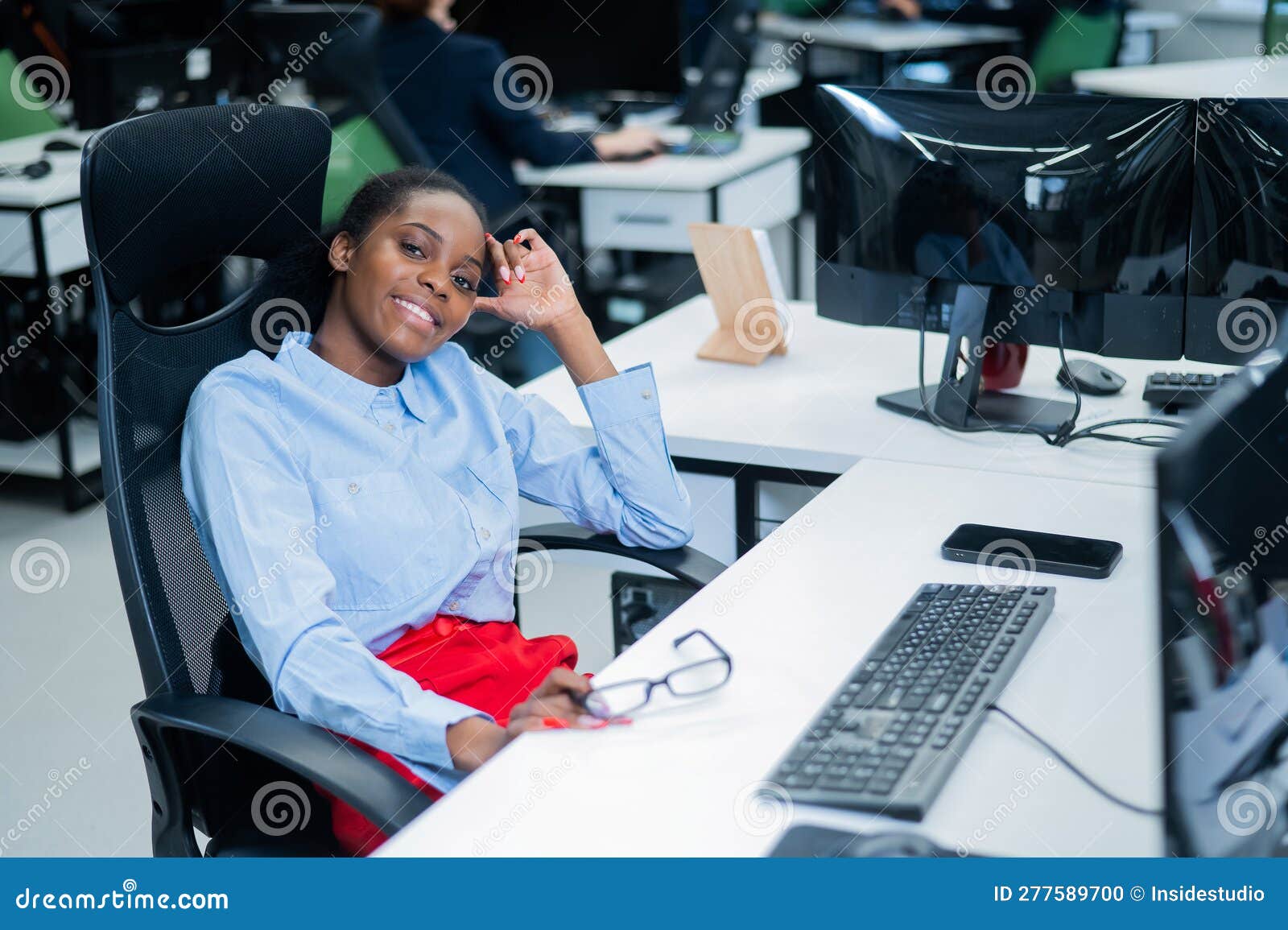 African Young Woman at the Workplace in the Office. Stock Photo - Image ...