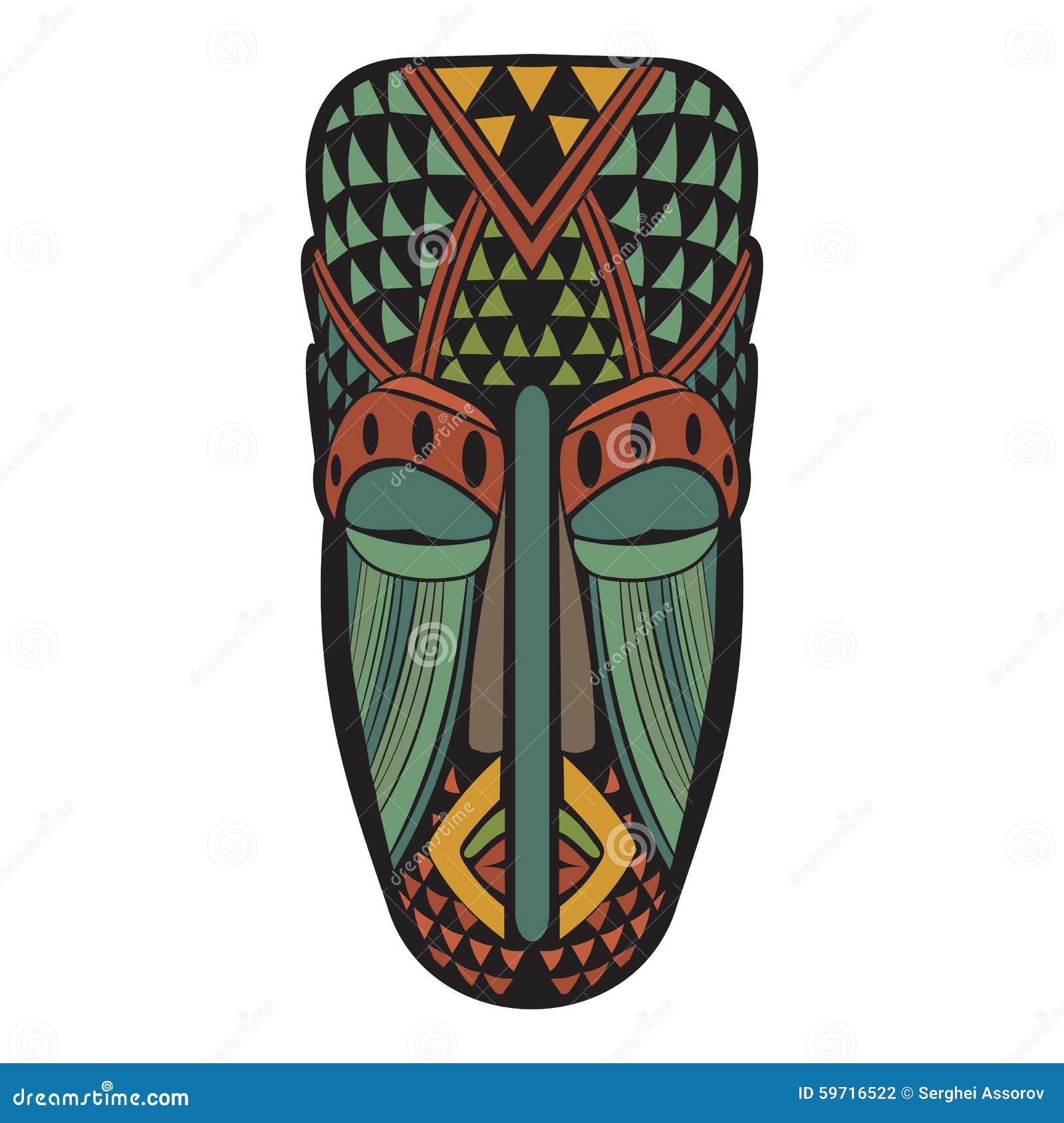 Afrikaans masker vector illustratie. Illustration of gezicht - 59716522