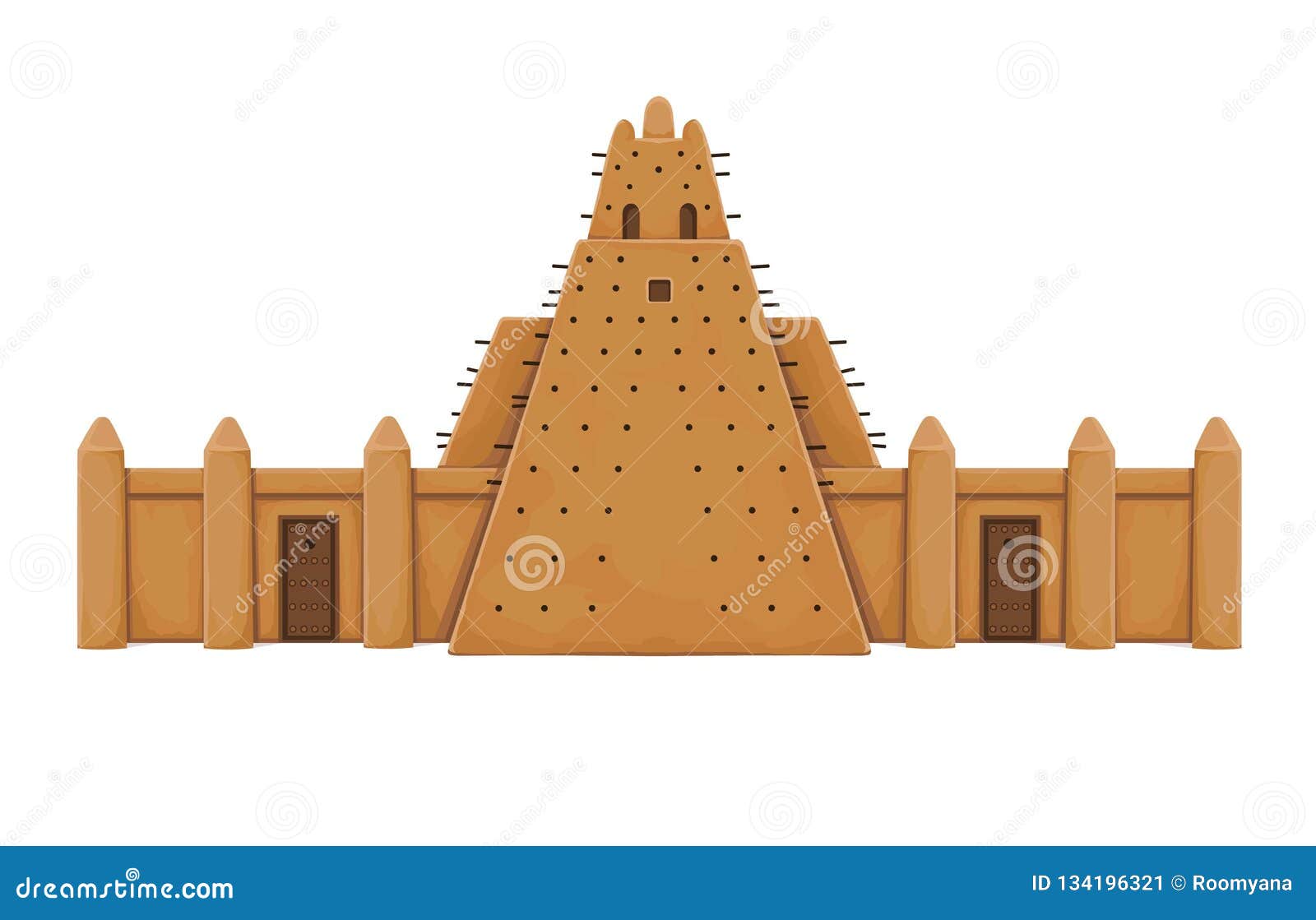 Afrikaanse Architectuur Het Oude Gebouw Van Klei Vector Illustratie ...