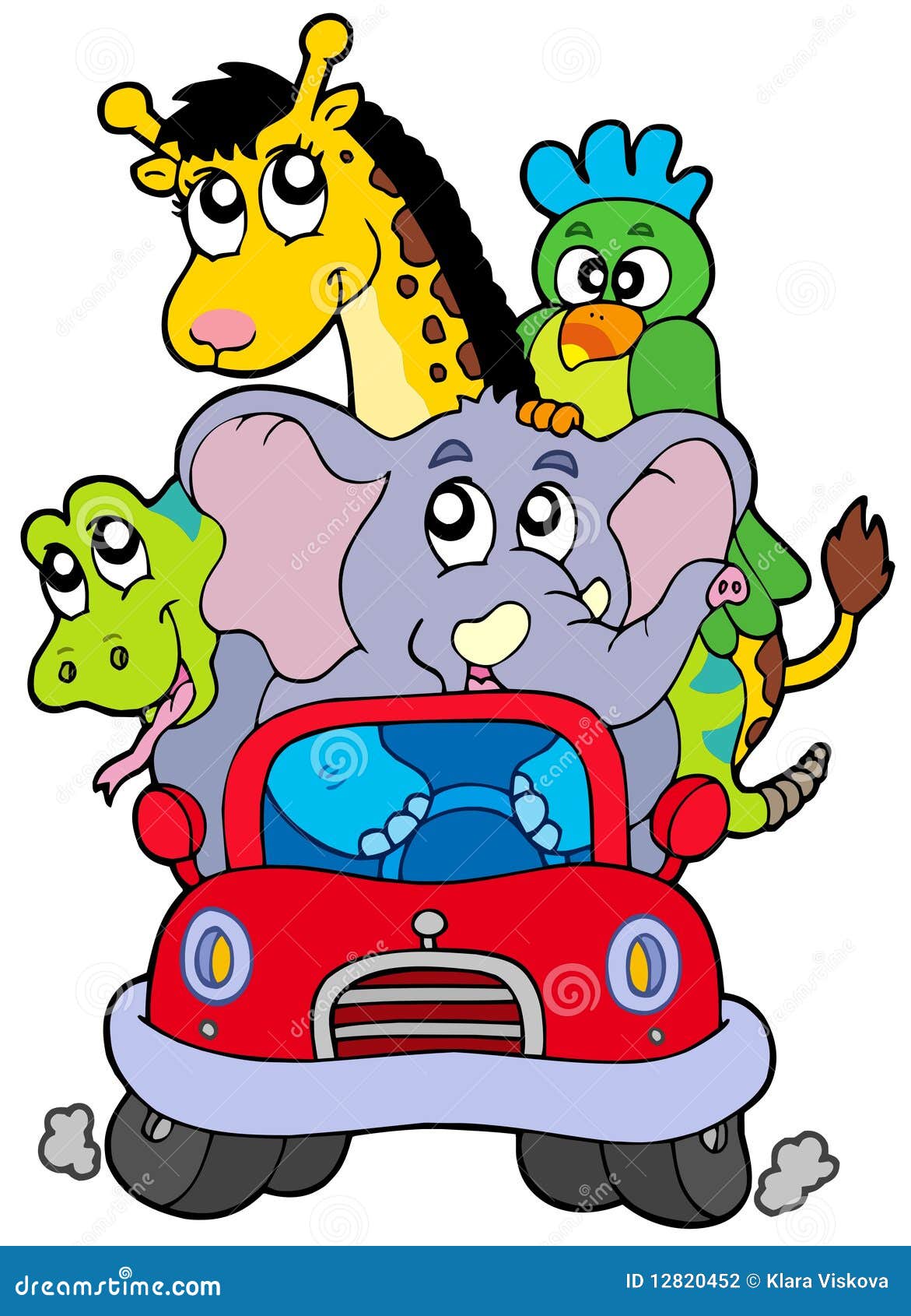 Afrikaanse Dieren in Rode Auto Vector Illustratie - Illustration of ...