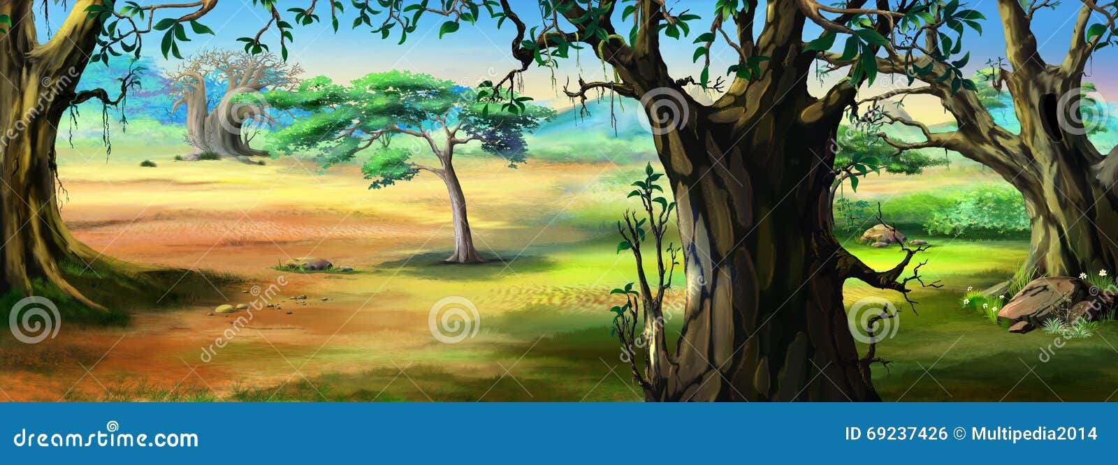 Afrikaanse Savanne Beeld Tien Stock Illustratie - Illustration of ...